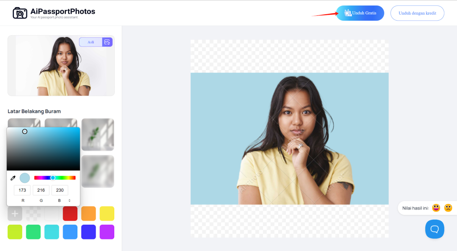 Cara mengubah background foto menjadi biru muda