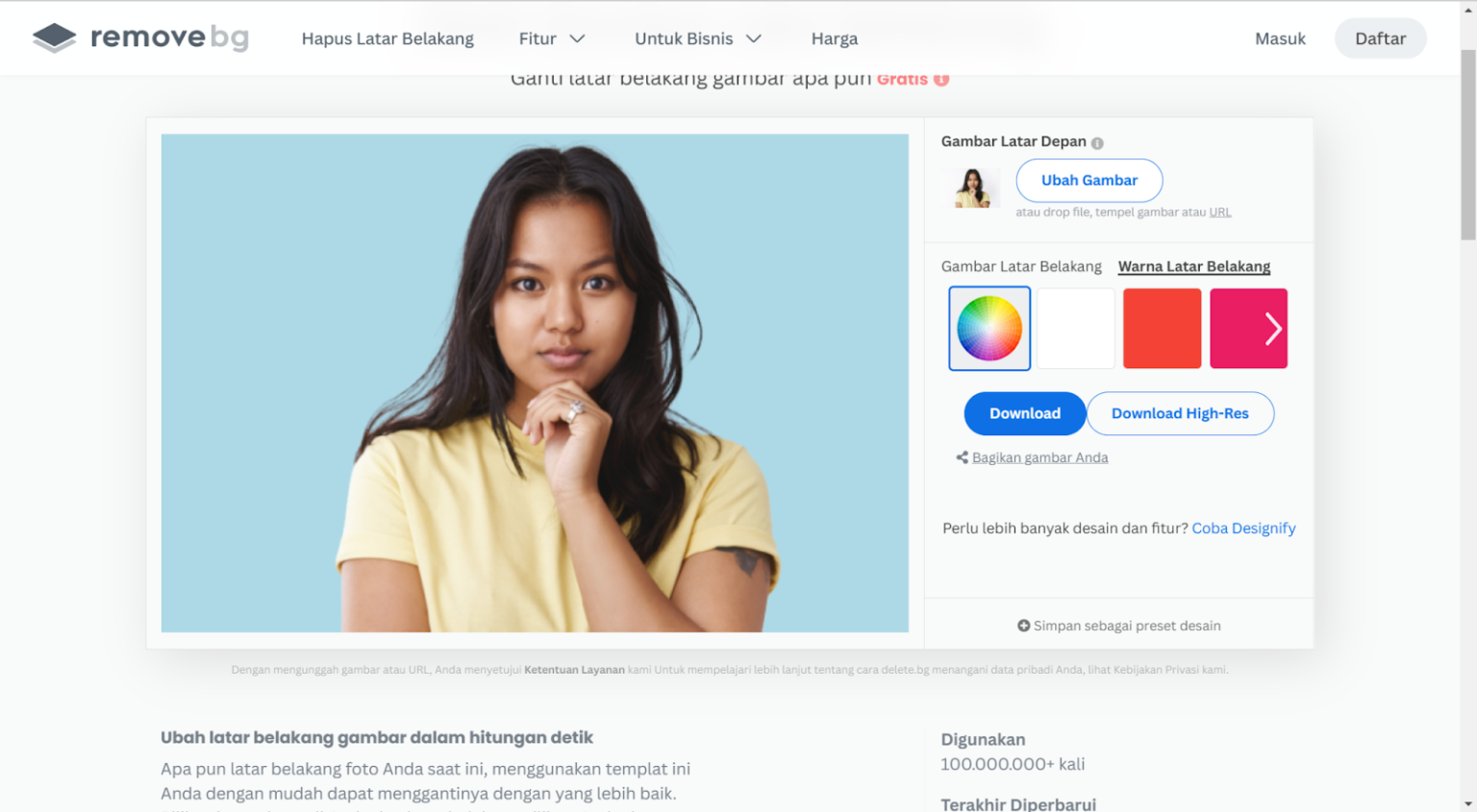 Cara mengubah background foto menjadi biru muda