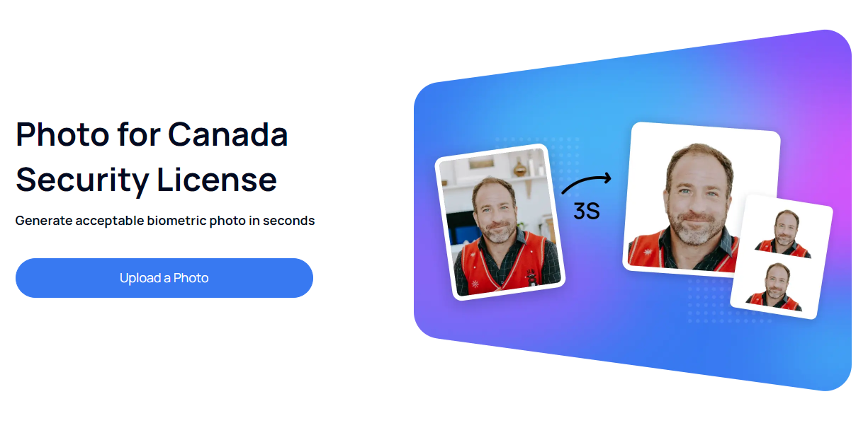 Online Photo Maker & Checker for Your Canada Security License