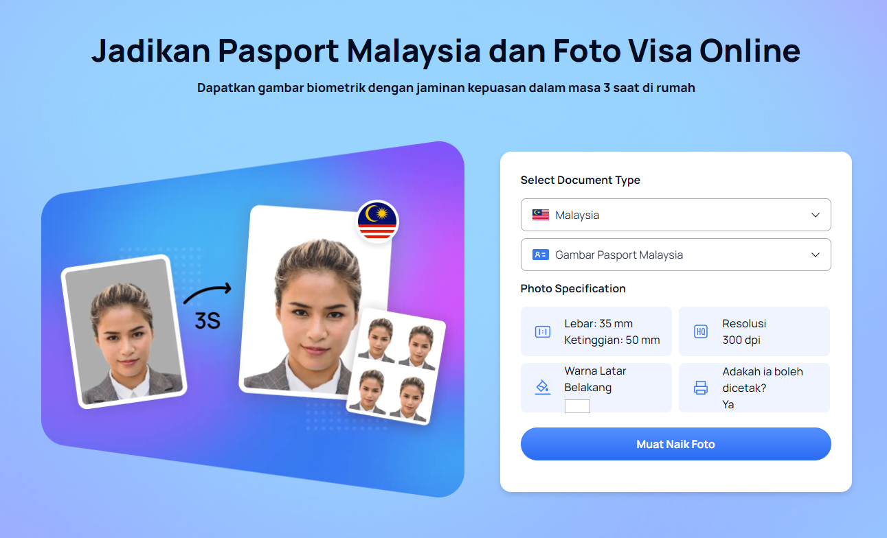 Pembuat Foto Paspor & Visa Malaysia- Satu Klik untuk Pangkas dan Sahkan