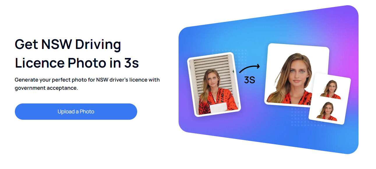 Create Photo for NSW Driving Licence in 3s Using AiPassportPhotos!