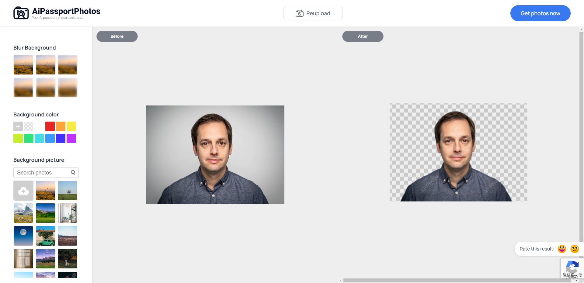 Passport Photos with Blue Background