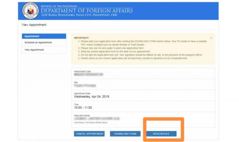 How To Cancel Or Reschedule Philippine Passport Appointment
