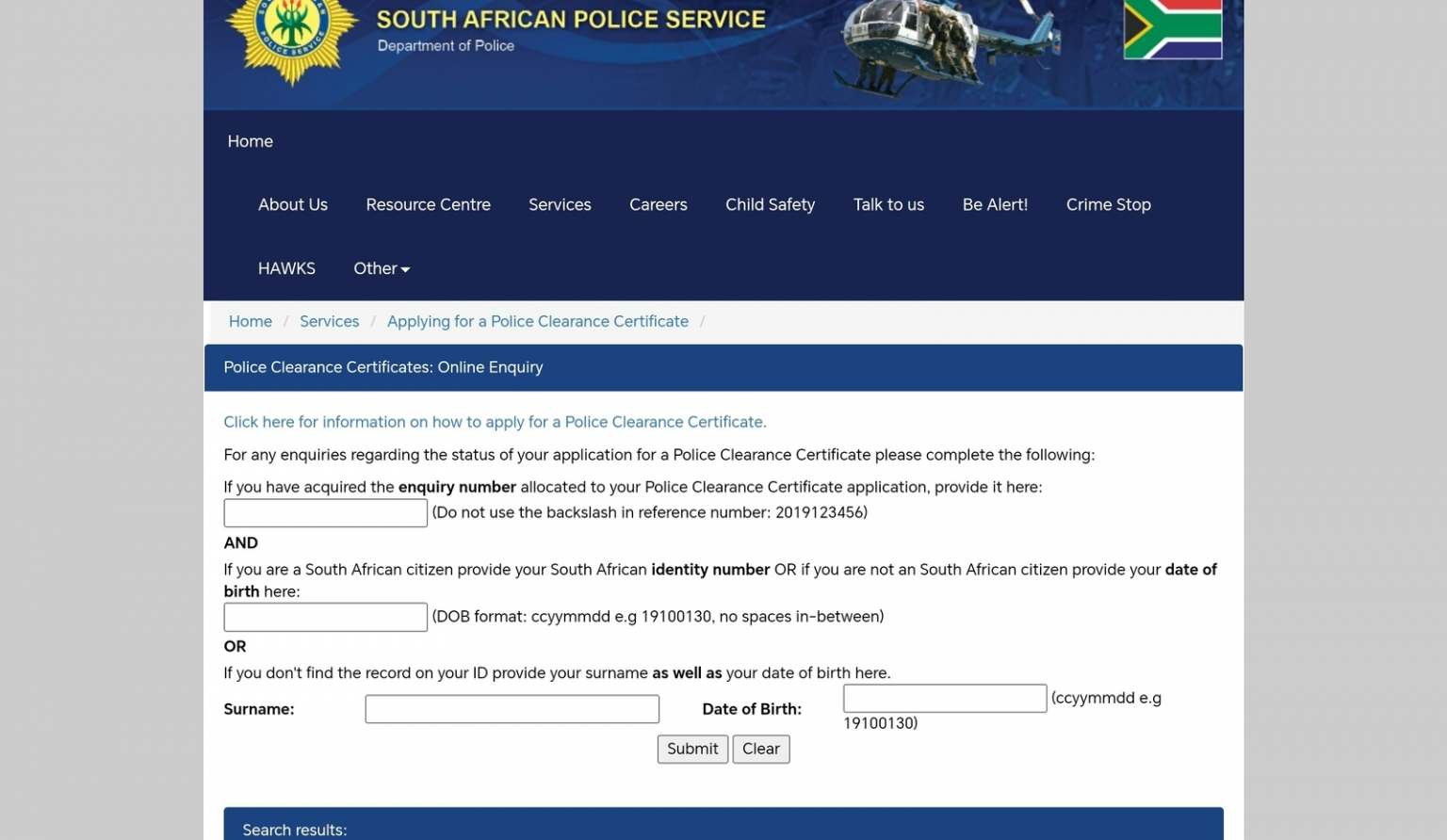 SA Police Clearance Certificate Application & Status Check