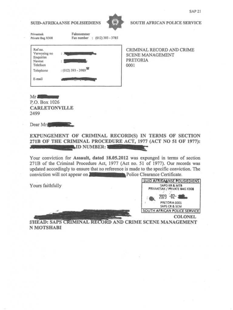 Free Criminal Record Check with ID Number in South Africa