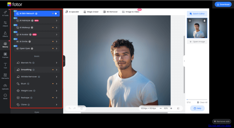 Online Editor & Apps for Face Reshaping