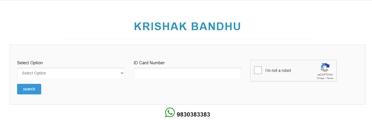 Krishak Bandhu Status Check by Voter ID Number/Aadhaar Card